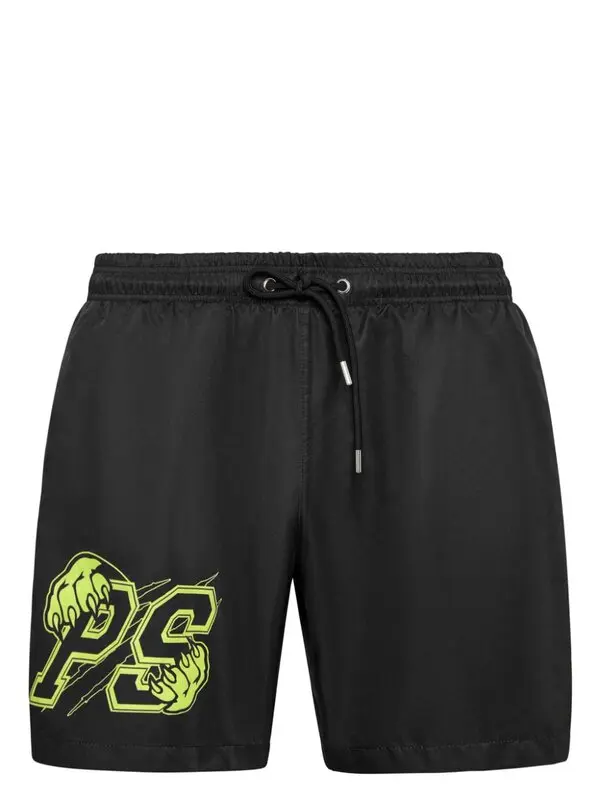 PLEIN SPORT Logo-print Swim Shorts - Black
