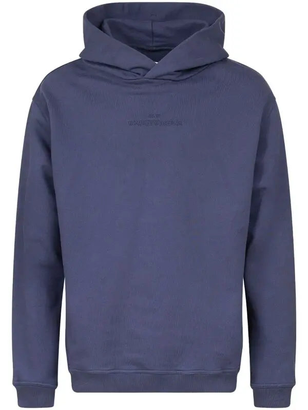 MAISON MARGIELA Logo Embroidered Cotton Hoodie - Blue