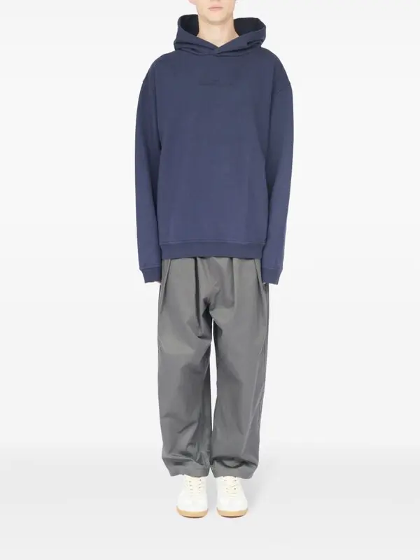 MAISON MARGIELA Logo Embroidered Cotton Hoodie - Blue