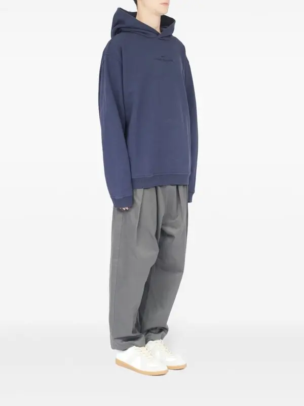 MAISON MARGIELA Logo Embroidered Cotton Hoodie - Blue