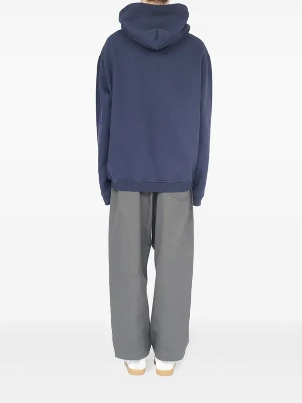MAISON MARGIELA Logo Embroidered Cotton Hoodie - Blue
