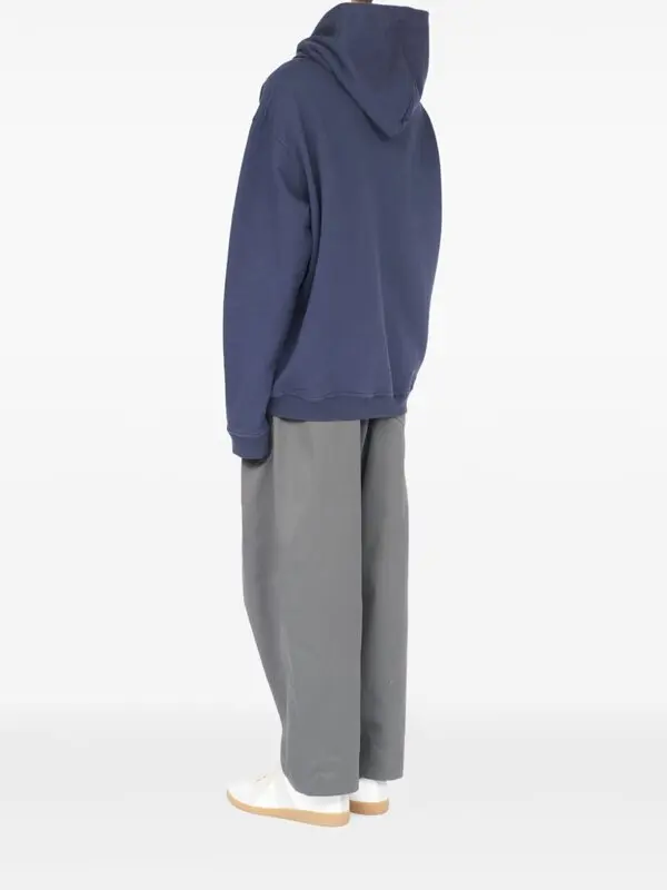 MAISON MARGIELA Logo Embroidered Cotton Hoodie - Blue