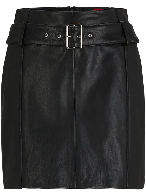Hugo Belted Leather Miniskirt