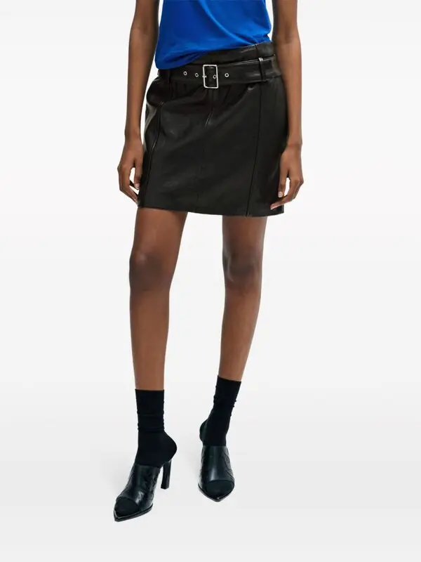 Hugo Belted Leather Miniskirt
