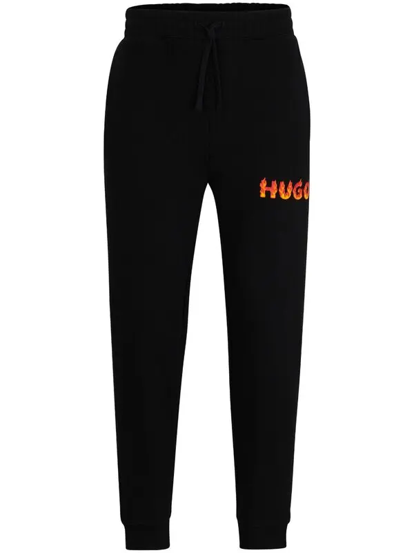 Hugo Mid-rise Straight-leg Track Pants - Black