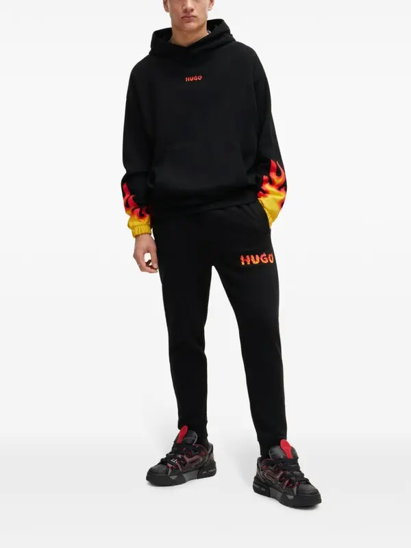 Hugo Mid-rise Straight-leg Track Pants - Black