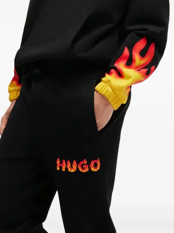Hugo Mid-rise Straight-leg Track Pants - Black