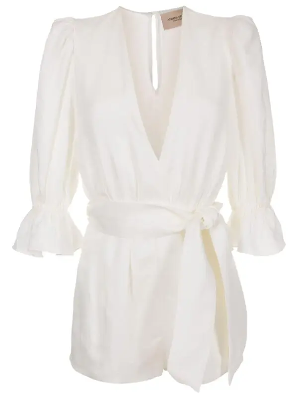 ADRIANA DEGREAS Orquidea Vintage Playsuit - White
