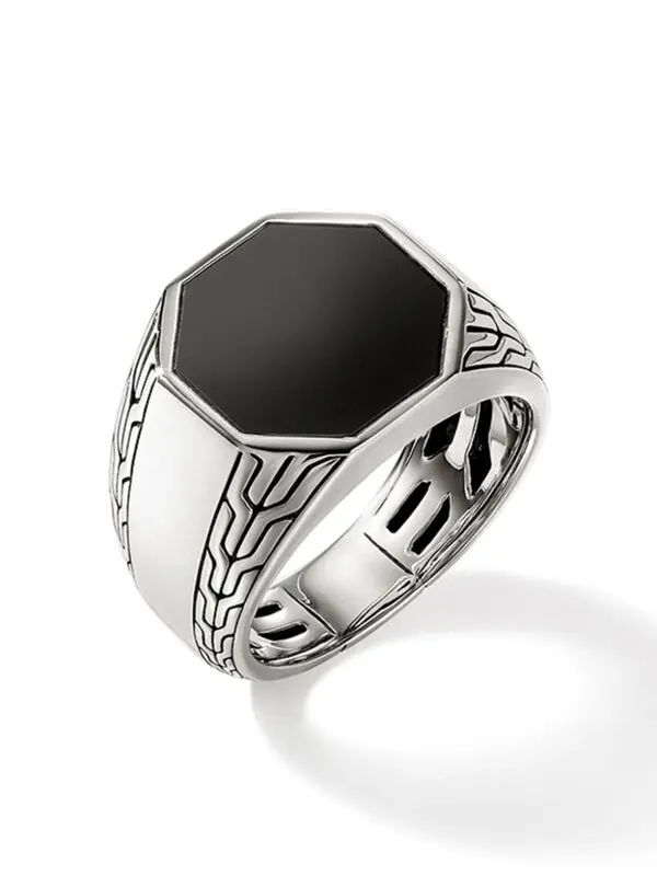John Hardy Sterling Signet Ring With Onyx - Silver