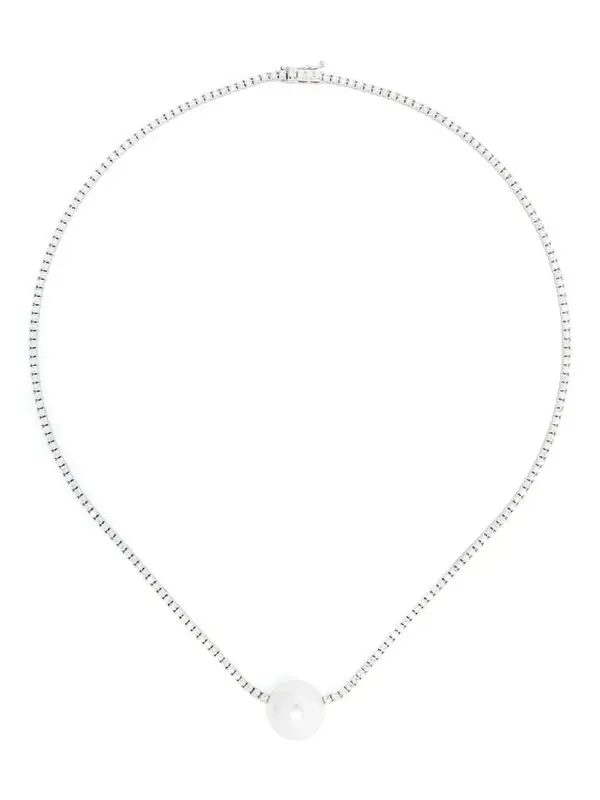 Mizuki 18kt White Gold South Sea Pearl And Diamond Necklace - Silver