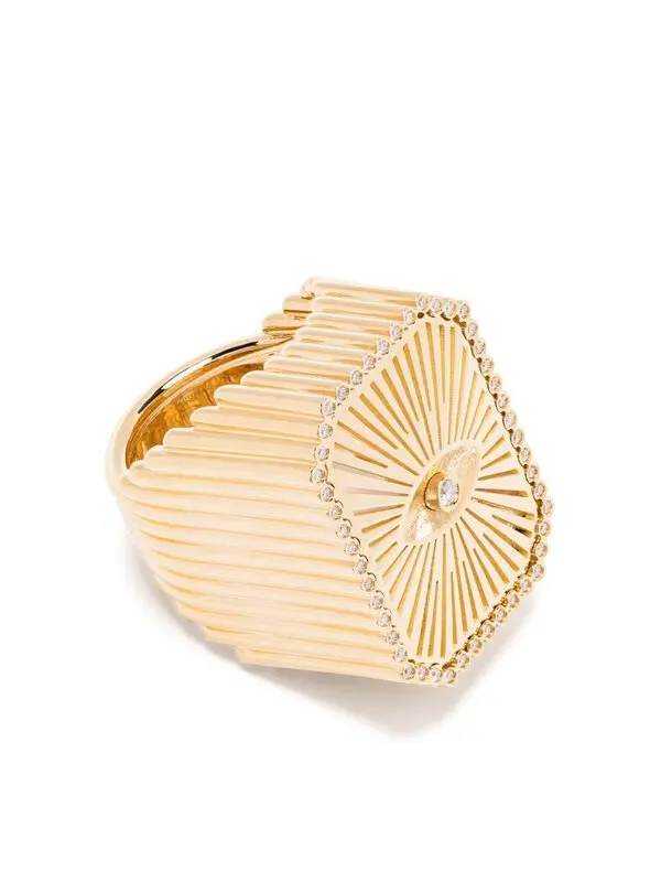MARIE LICHTENBERG 18kt Yellow Diamond Signet Ring - Gold