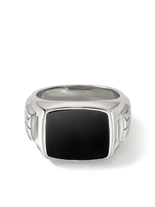 John Hardy Sterling And Black Onyx Signet Ring - Silver