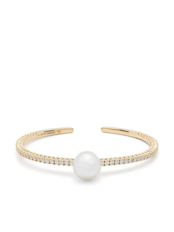 Mizuki 18kt Yellow South Sea Pearl And Diamond Cuff Bracelet - Gold