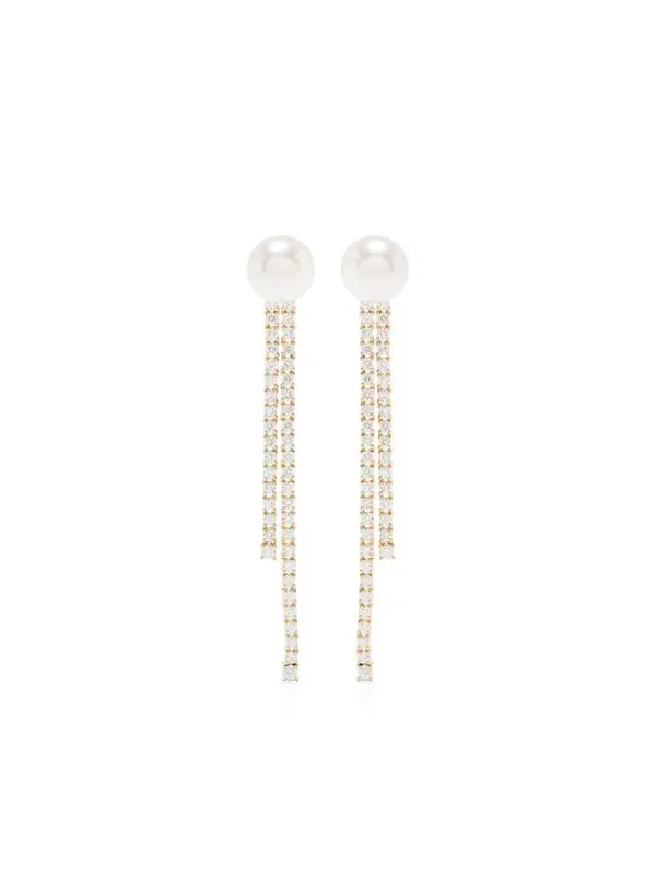 Mizuki 18kt Yellow Akoya Pearl And Diamond Drop Earrings - Gold