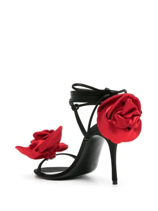 Magda Butrym 105mm Floral-appliqué Satin Sandals - Black