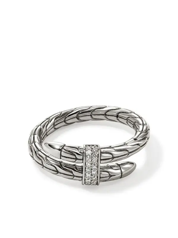 John Hardy Sterling Diamond Spear Ring - Silver