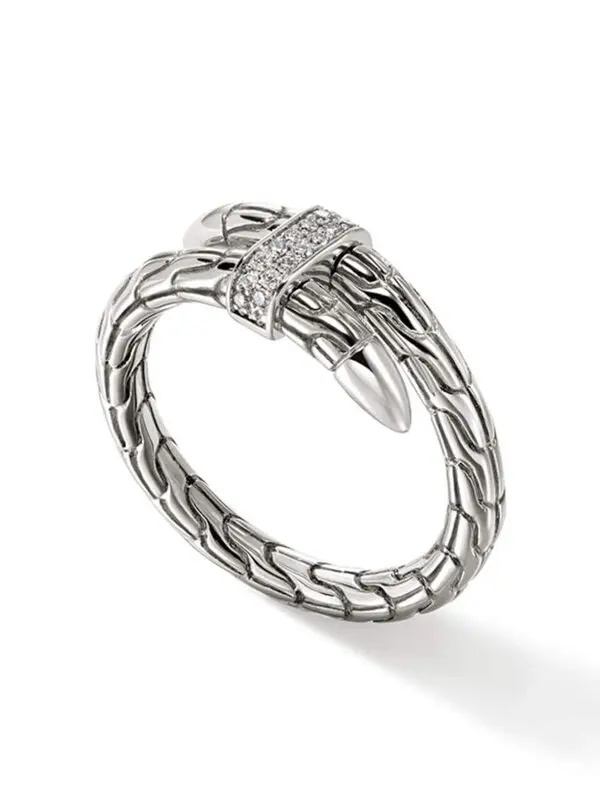 John Hardy Sterling Diamond Spear Ring - Silver