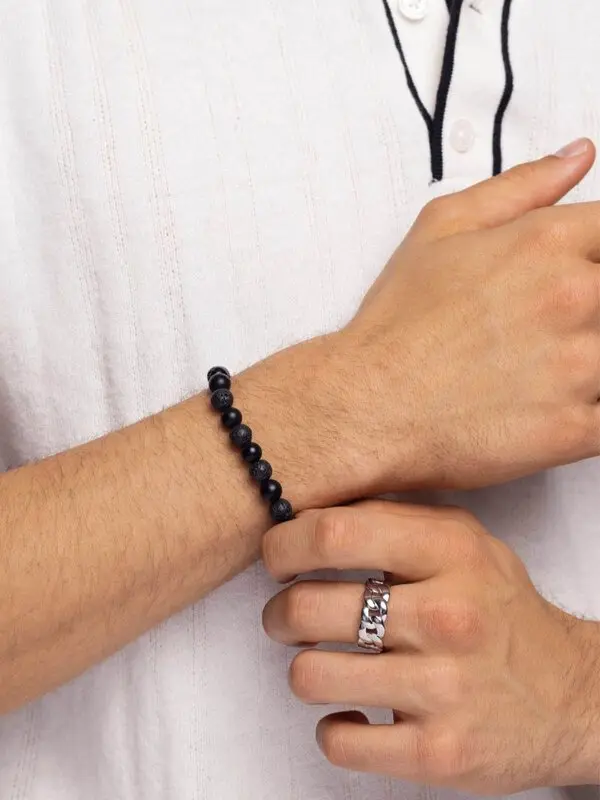 NIALAYA JEWELRY Onyx Beaded Bracelet - Black