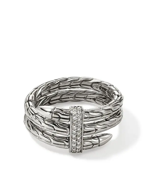 John Hardy Sterling Diamond Spear Ring - Silver