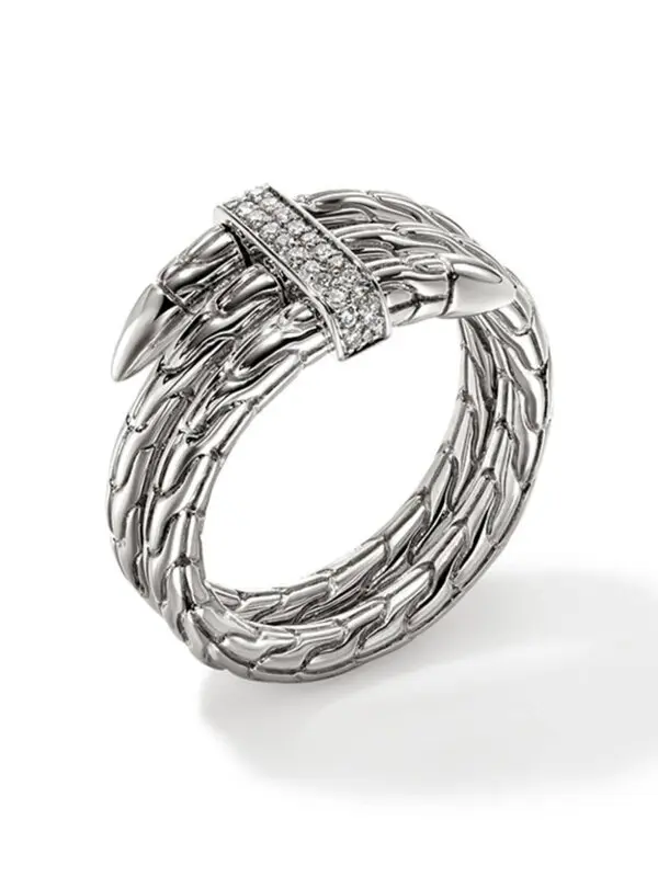 John Hardy Sterling Diamond Spear Ring - Silver
