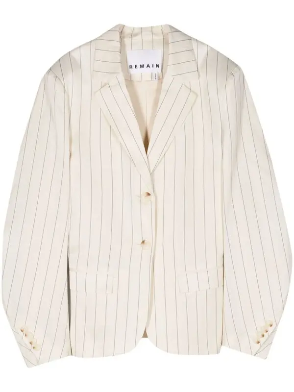 Remain Birger Christensen Drapy Pinstriped Single-breasted Blazer