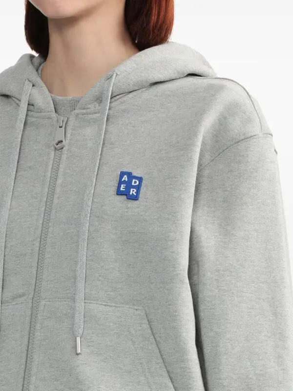 Ader Error Logo-Appliqué Cotton Hoodie - Grey | Editorialist