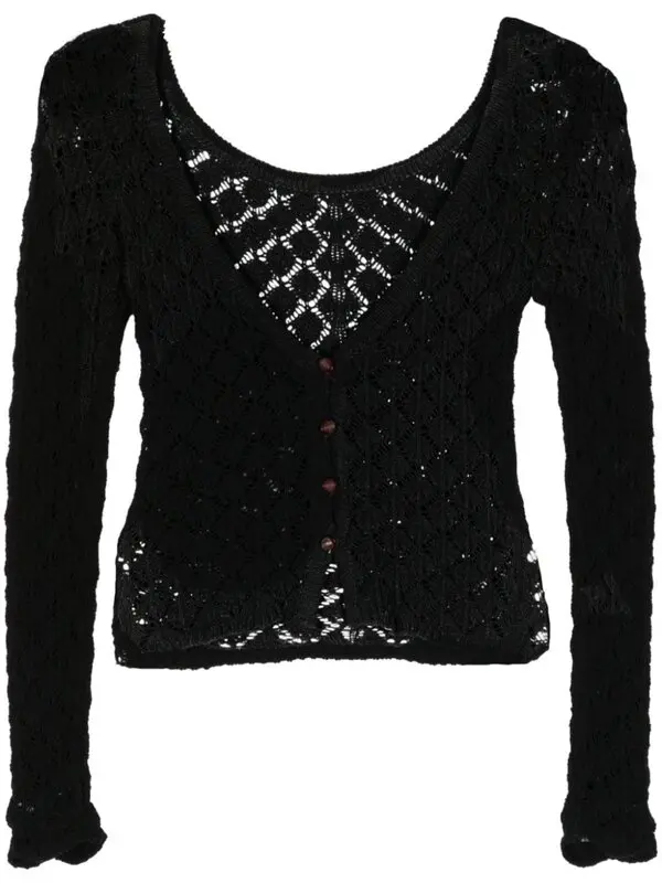 MULLER OF YOSHIOKUBO Crochet-knit Cardigan - Black