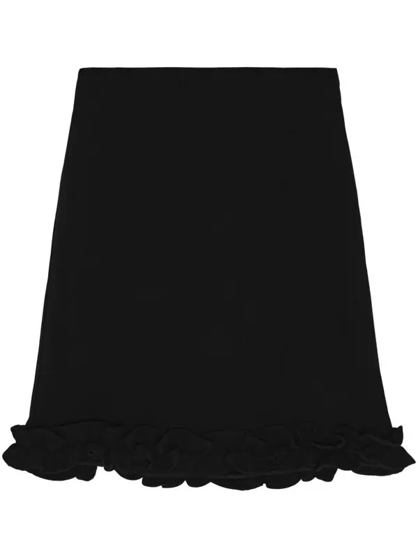 GANNI Ruffle-hem Bonded-crepe Skirt