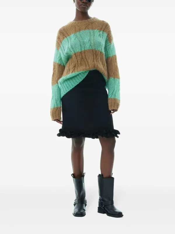 GANNI Ruffle-hem Bonded-crepe Skirt