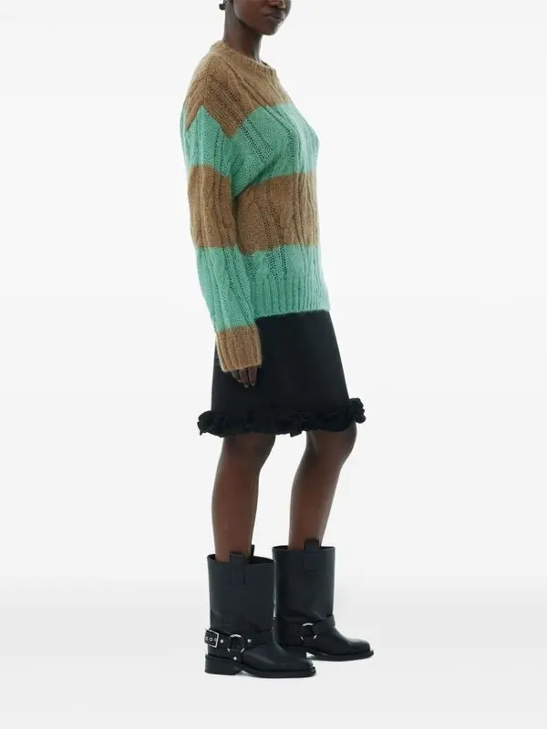 GANNI Ruffle-hem Bonded-crepe Skirt