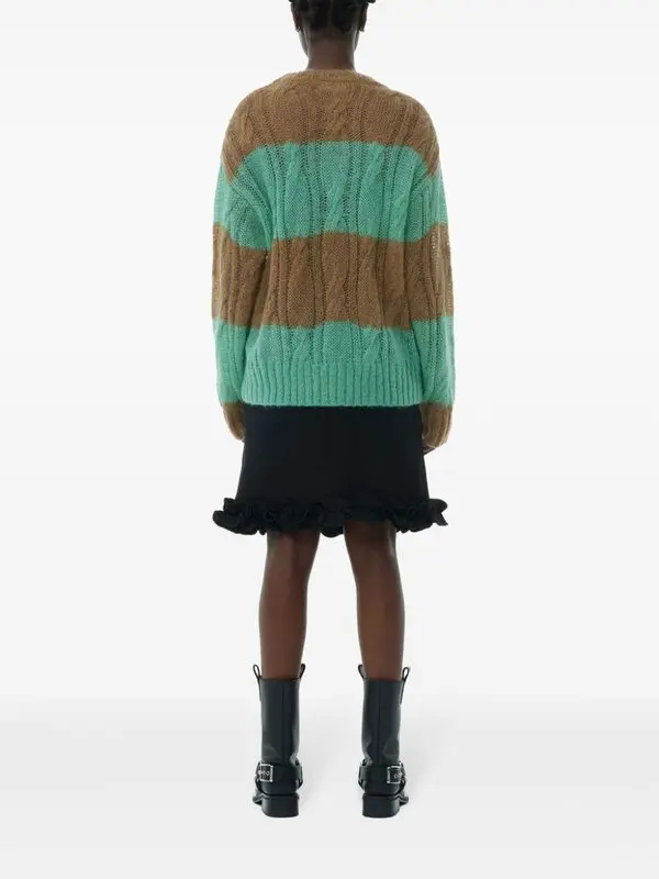 GANNI Ruffle-hem Bonded-crepe Skirt