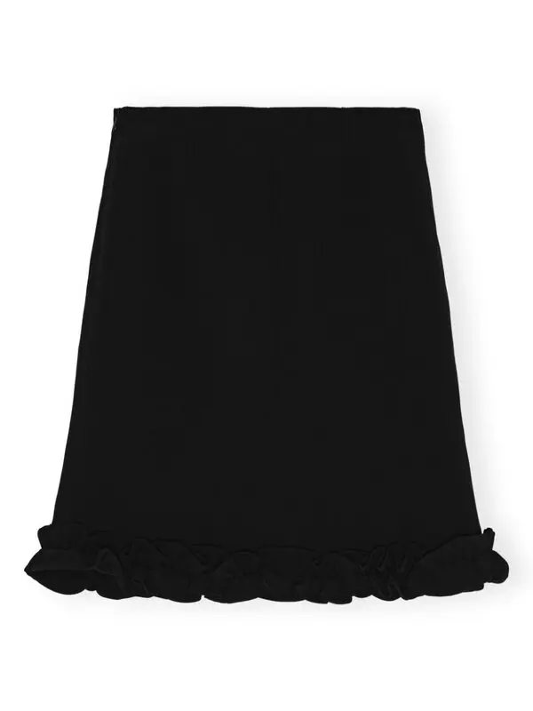 GANNI Ruffle-hem Bonded-crepe Skirt