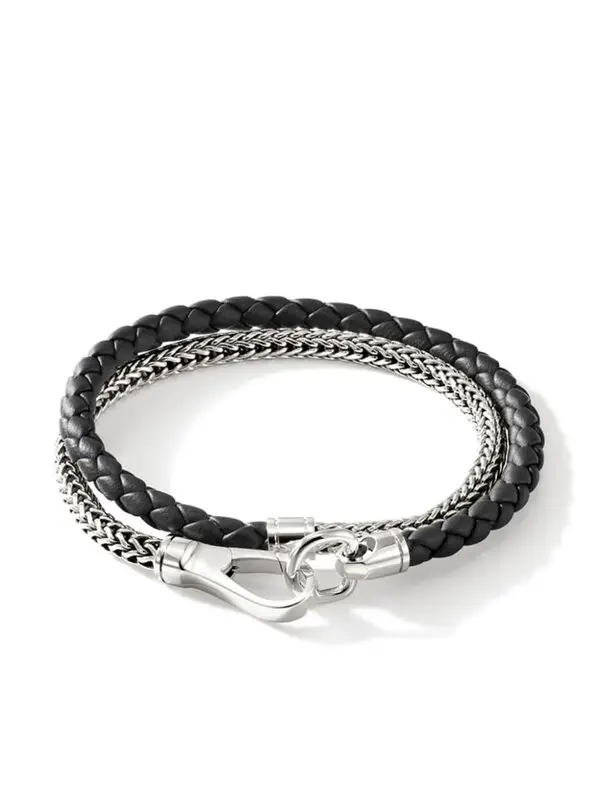 John Hardy Sterling And Leather Wrap Bracelet - Silver