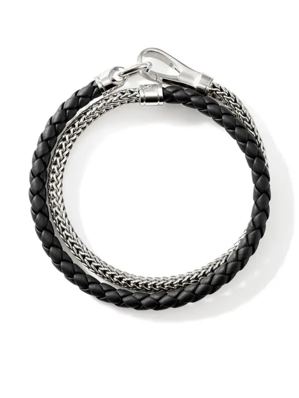 John Hardy Sterling And Leather Wrap Bracelet - Silver