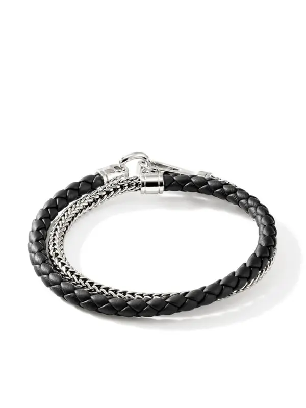 John Hardy Sterling And Leather Wrap Bracelet - Silver