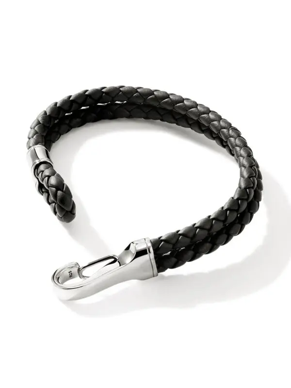 John Hardy Sterling Silver And Leather Braided Bracelet - Black