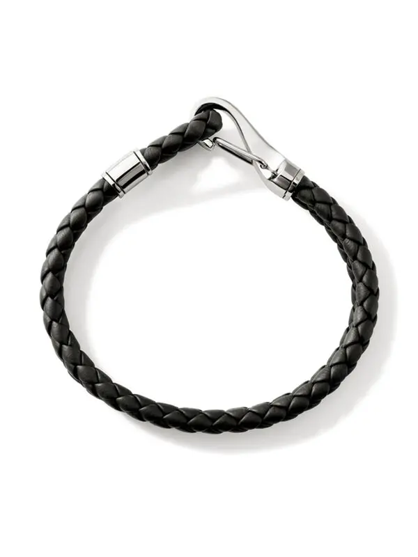 John Hardy Sterling Silver And Leather Braided Bracelet - Black