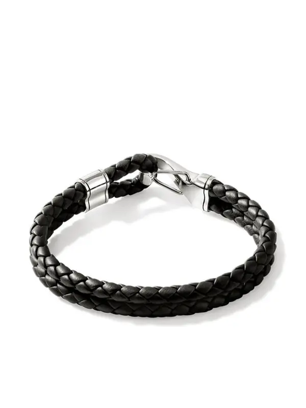 John Hardy Sterling Silver And Leather Braided Bracelet - Black