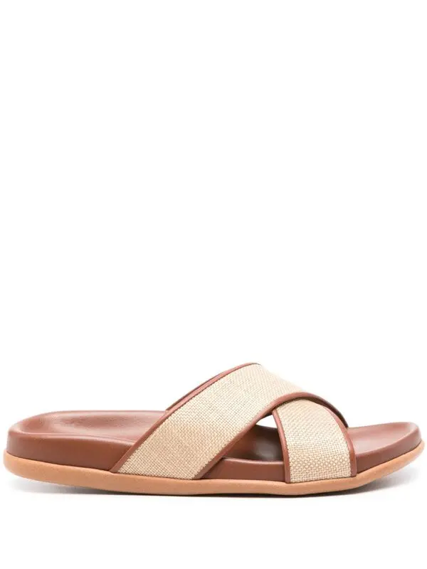 ANCIENT GREEK SANDALS Thais Basket-weave Slides - Neutrals