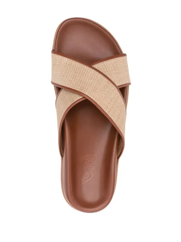 ANCIENT GREEK SANDALS Thais Basket-weave Slides - Neutrals