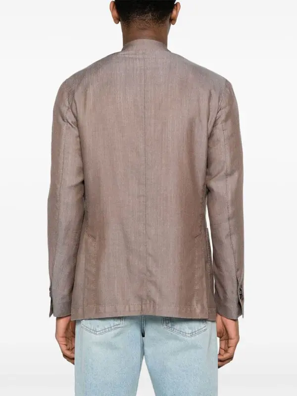 LARDINI Brooch-detail Single-breasted Blazer - Brown