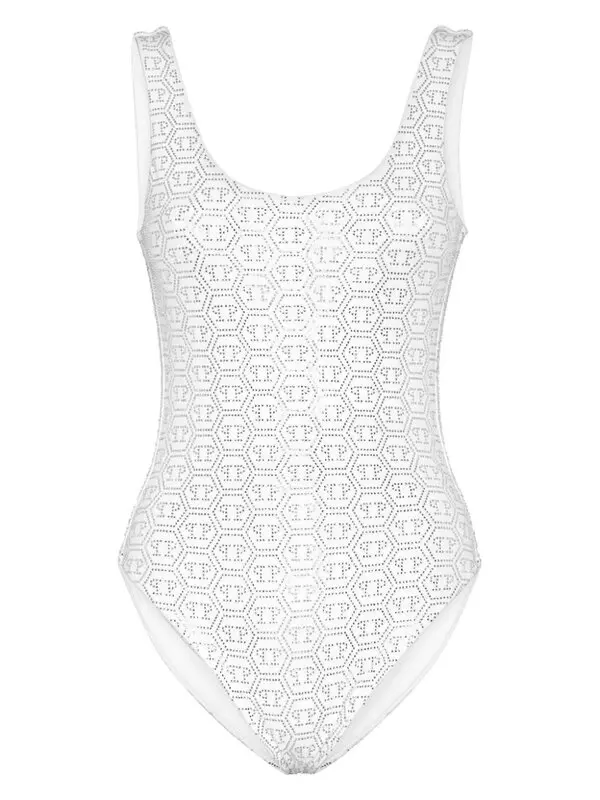 Philipp Plein Monogram One-piece Swimsuit - White