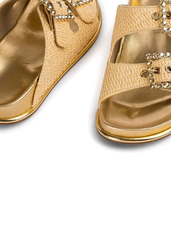 LE SILLA Crystal-embellished Sandals - Neutrals