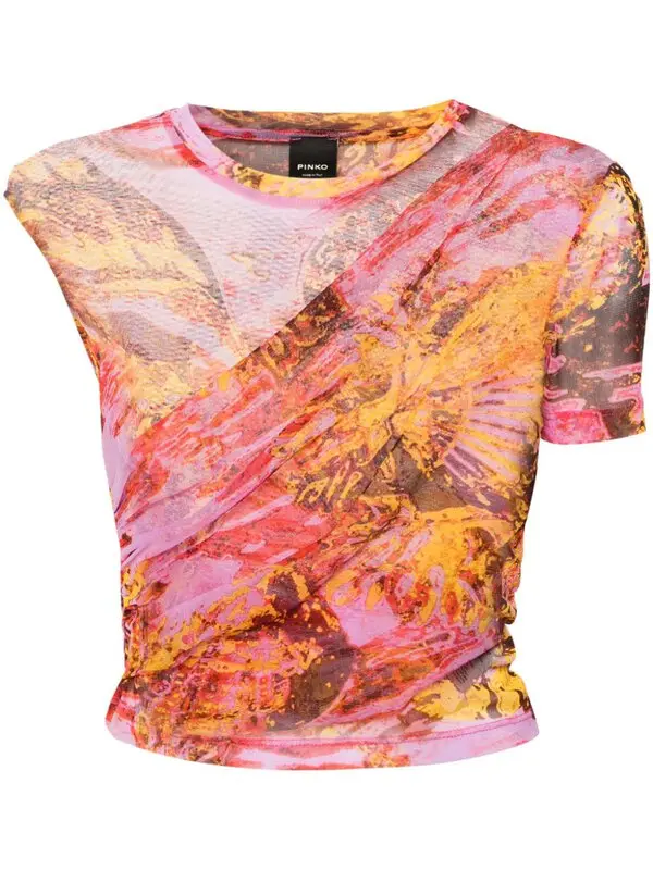 Pinko Abstract-print Asymmetric Blouse