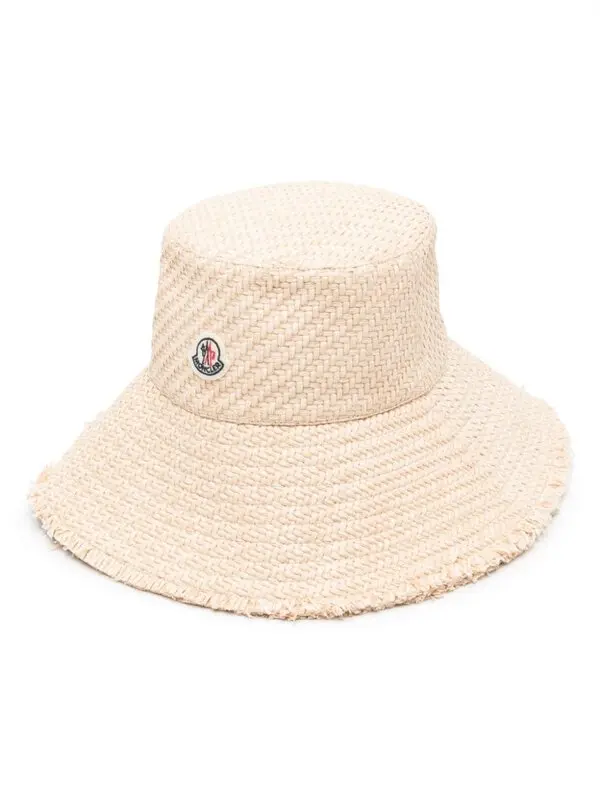 Moncler Logo-patch Raffia Hat - Neutrals
