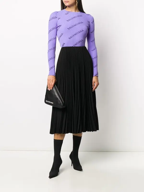 Balenciaga Pleated Midi Skirt - Black