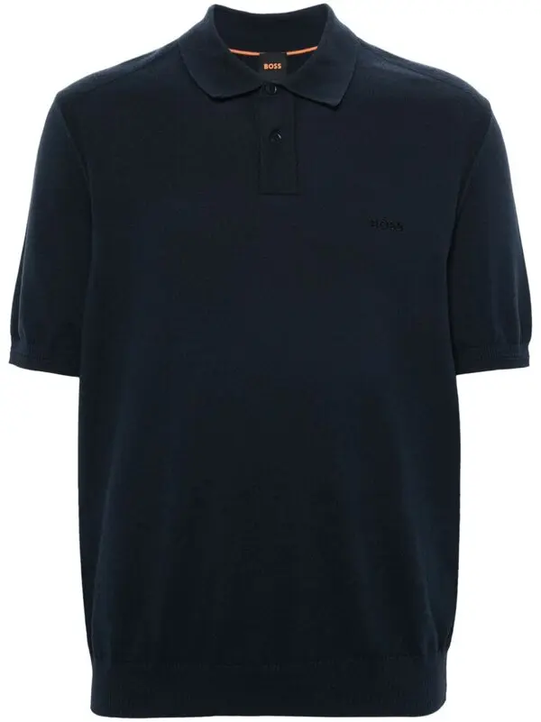 BOSS Fine-knit Polo Shirt - Blue