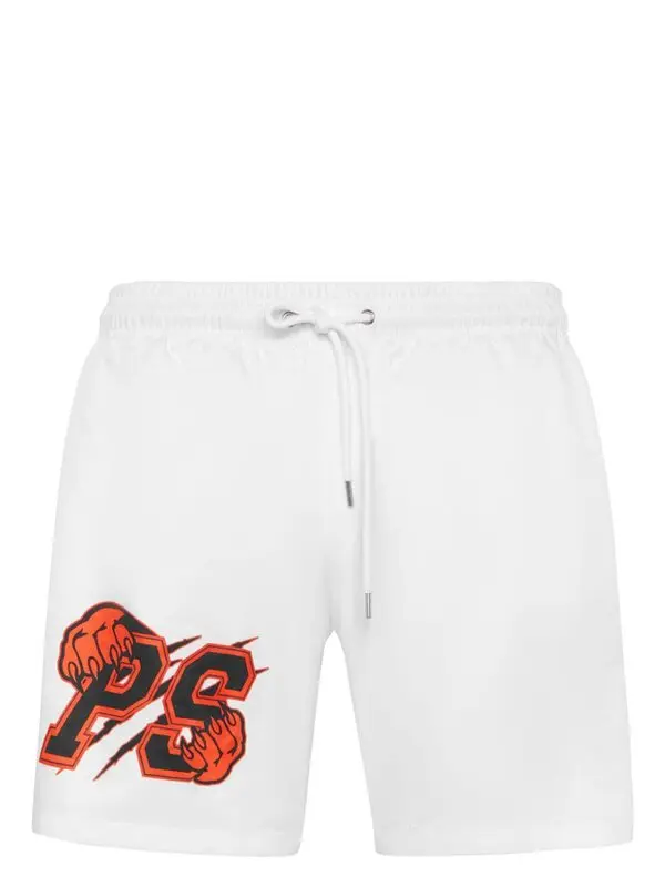 PLEIN SPORT Logo-print Swim Shorts - White