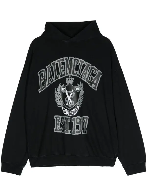 Balenciaga Diy College-print Cotton Hoodie