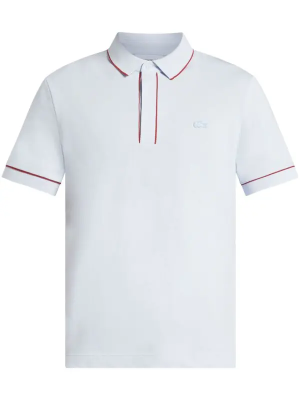 Lacoste Logo-embroidered Contrast-trim Polo Shirt - Blue
